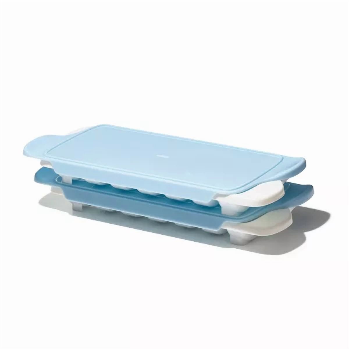 2pk Ice Cube Tray Light Blue: Plastic, 14 Cavities, Dishwasher-Safe ...