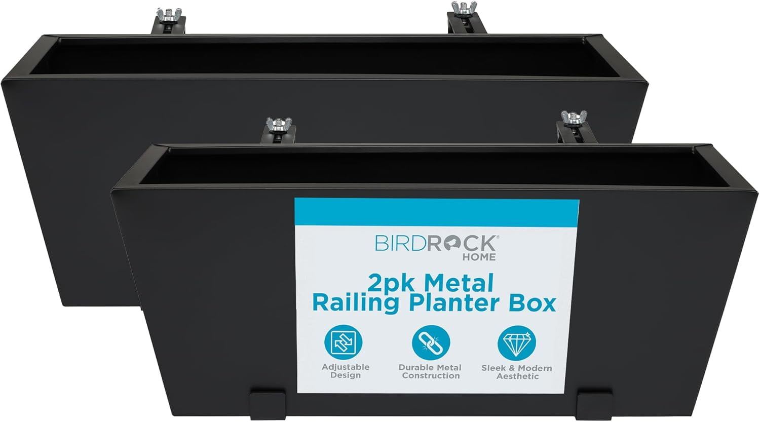 2pk Metal Railing Planter Box | Hanging Adjustable Balcony Flower Pot ...