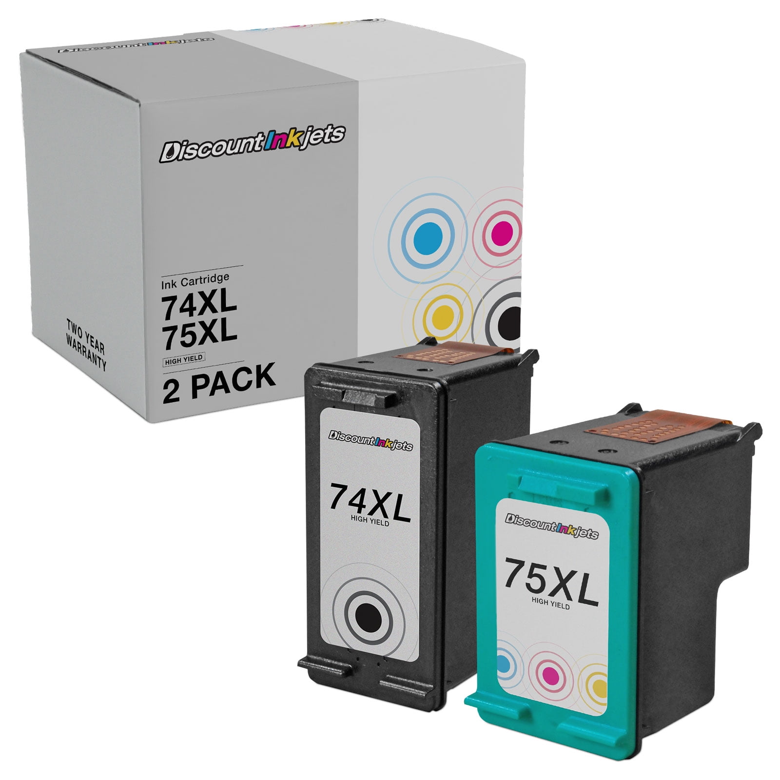 2pk OfficeJet Replacements HP 74 and HP 75 Ink Cartridges 1 Black, 1 ...