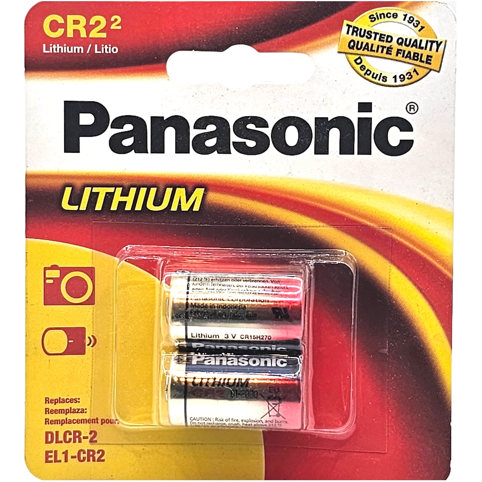 2pk Panasonic 3V CR-2 Photo Lithium Battery Compatible with EL-CR2 GPCR ...