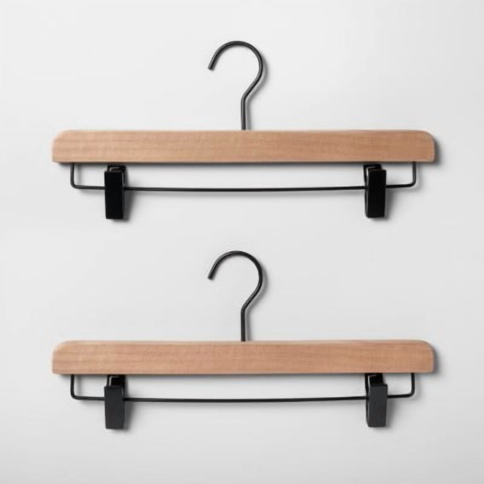 2pk Wood Pant Hangers with Clips Natural - Brightroom: Non-Slip Skirt ...