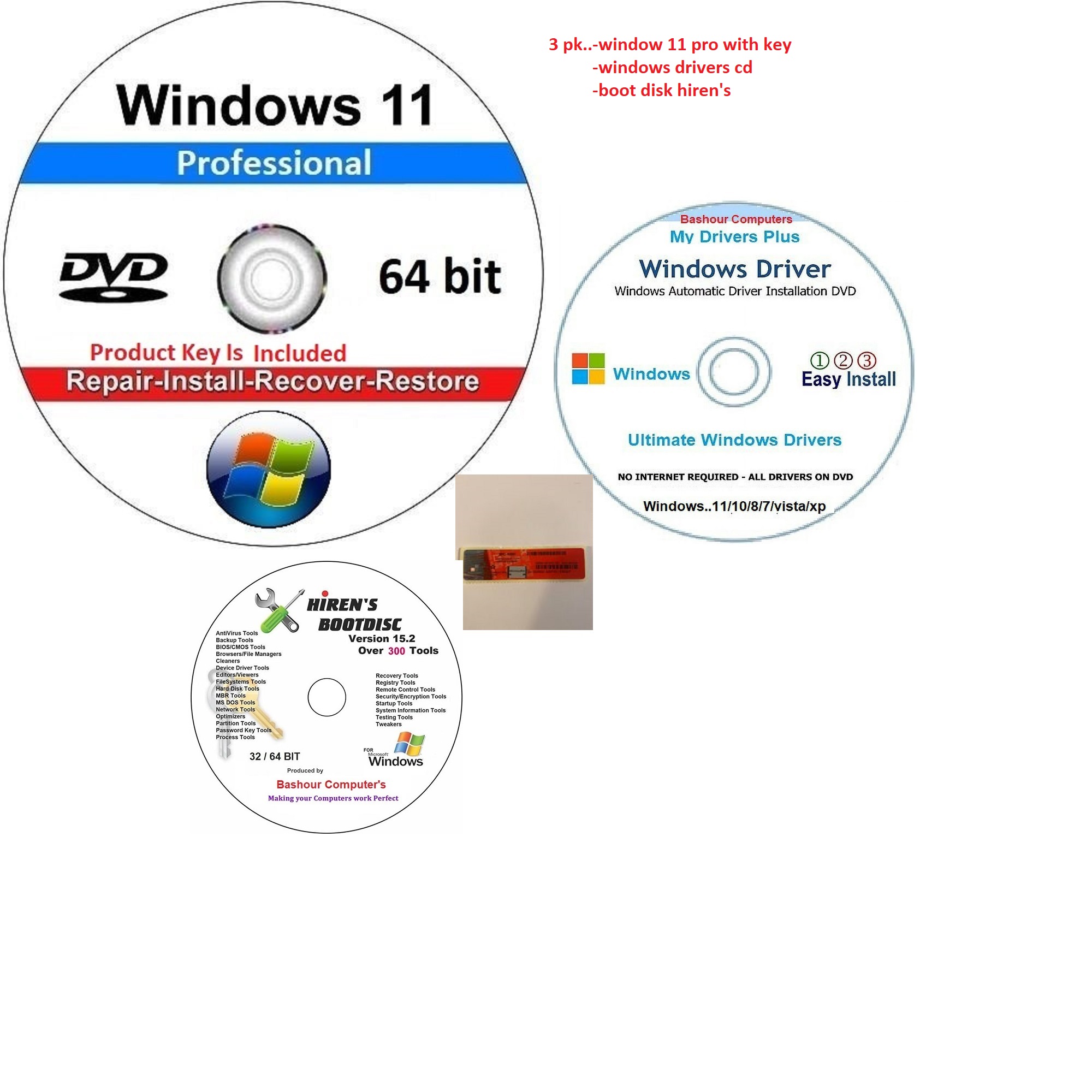 2pk...microsoft windows 11 pro..(1 product key label for 64 bit)..and 1 ...