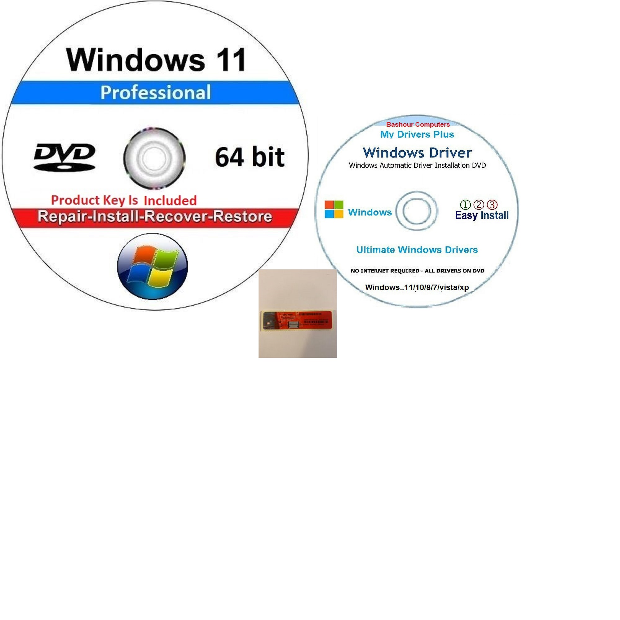 2pk...microsoft windows 11 pro..(1 product key label for 64 bit)..and 1 ...