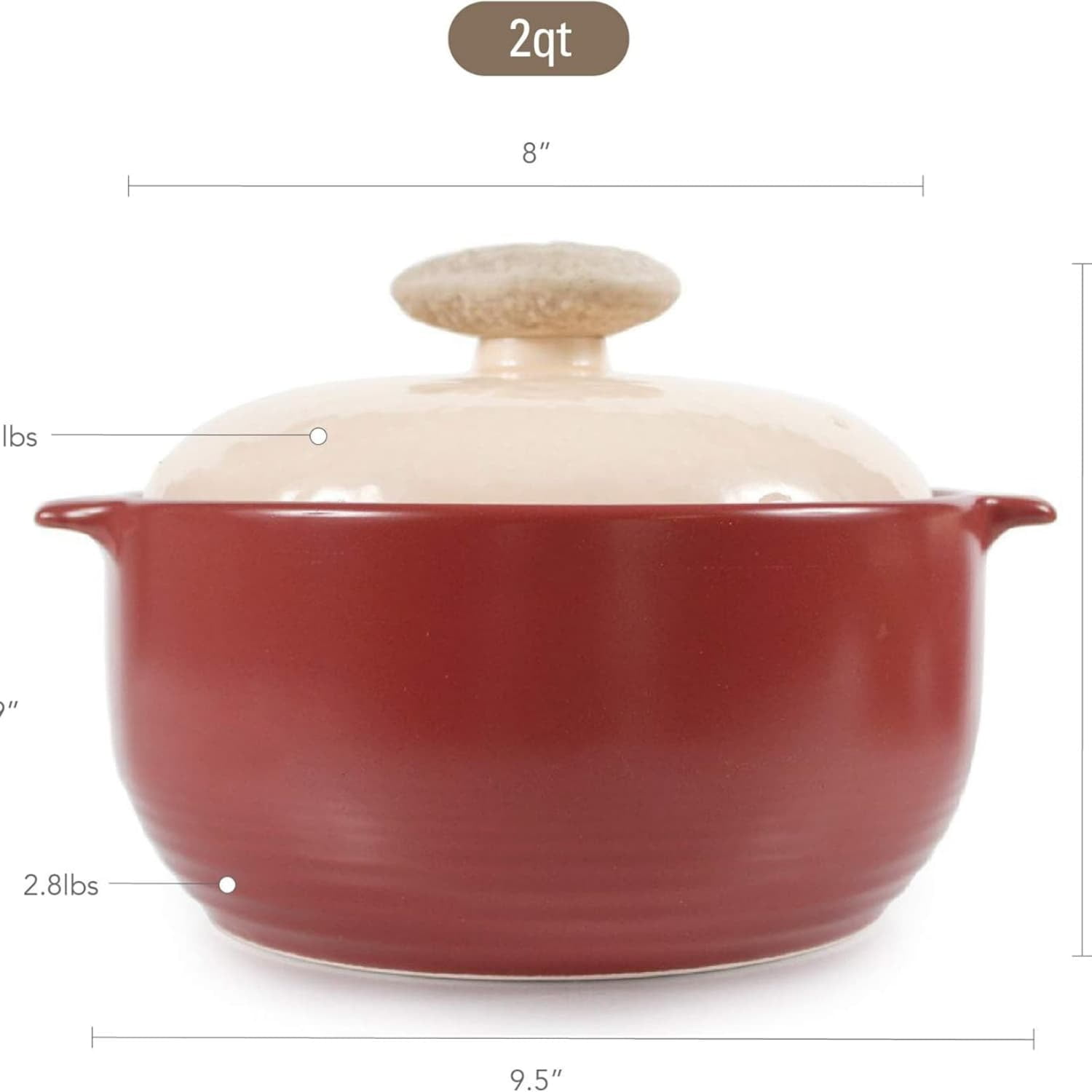 2qt Non-Stick Ceramic Casserole Pot, Dutch Oven, Clay Pot, Stockpot For ...