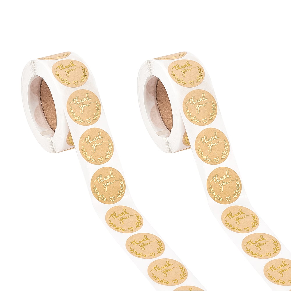 2rolls 1 Inch 1000 Kraft Paper Thank You Stickers Labels in Roll Round ...