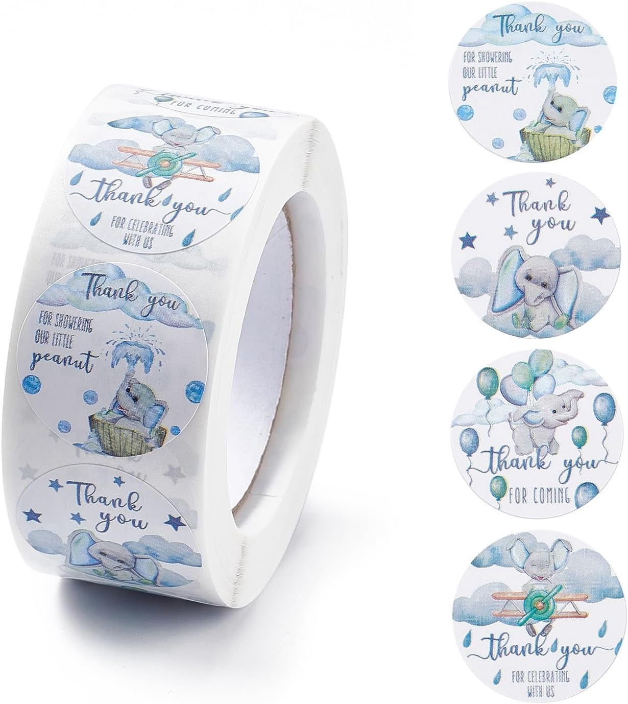 2rolls 2 Roll 4 Patterns Paper Thank You Gift Sticker Rolls Round Dot ...