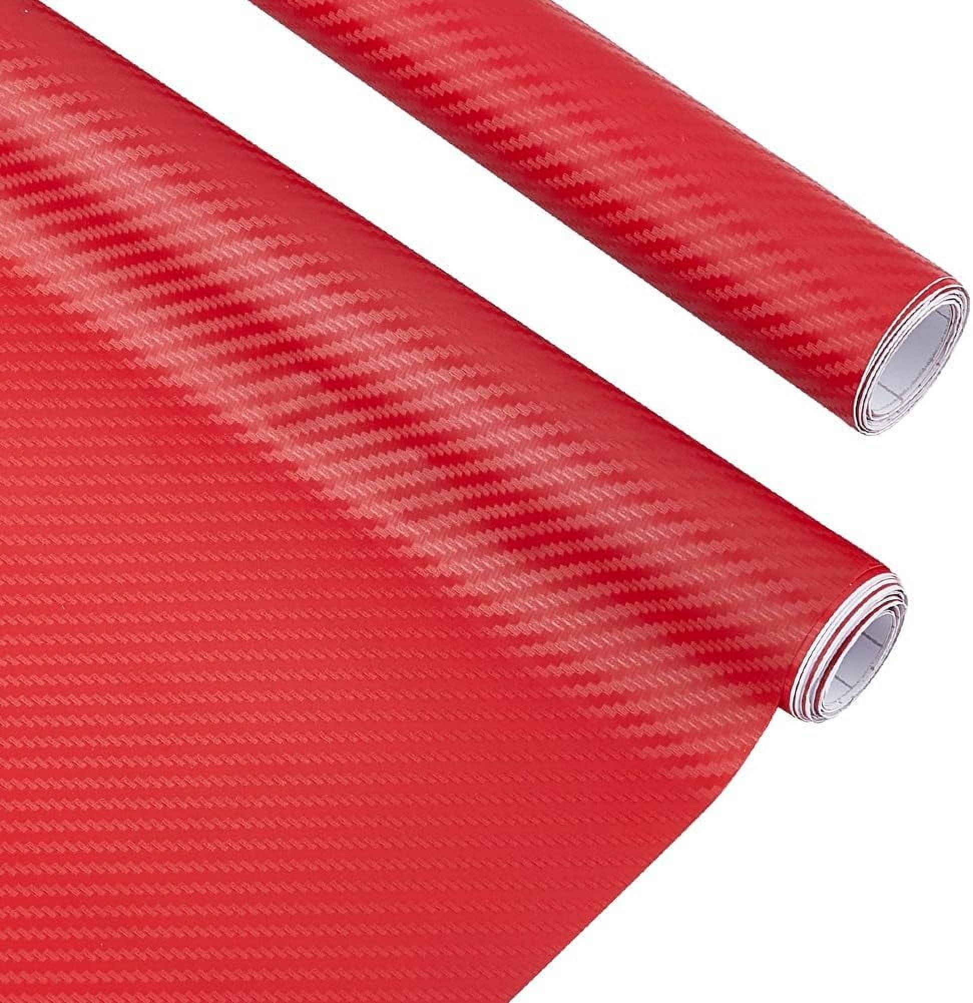 2rolls 2 Rolls Carbon Fiber Stickers 9.8ft 3D Red Carbon Fiber Vinyl ...