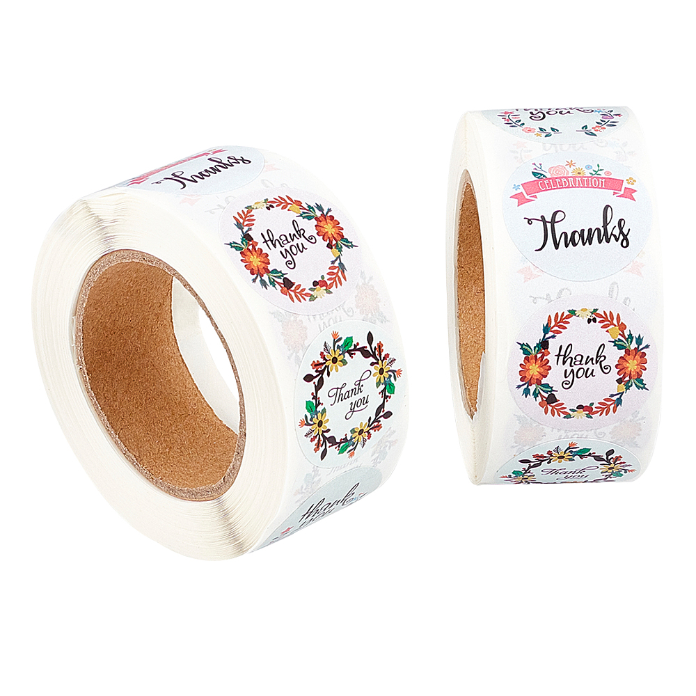2rolls 2 rolls Thank You Stickers 1inch Kraft Paper Circle Labels ...