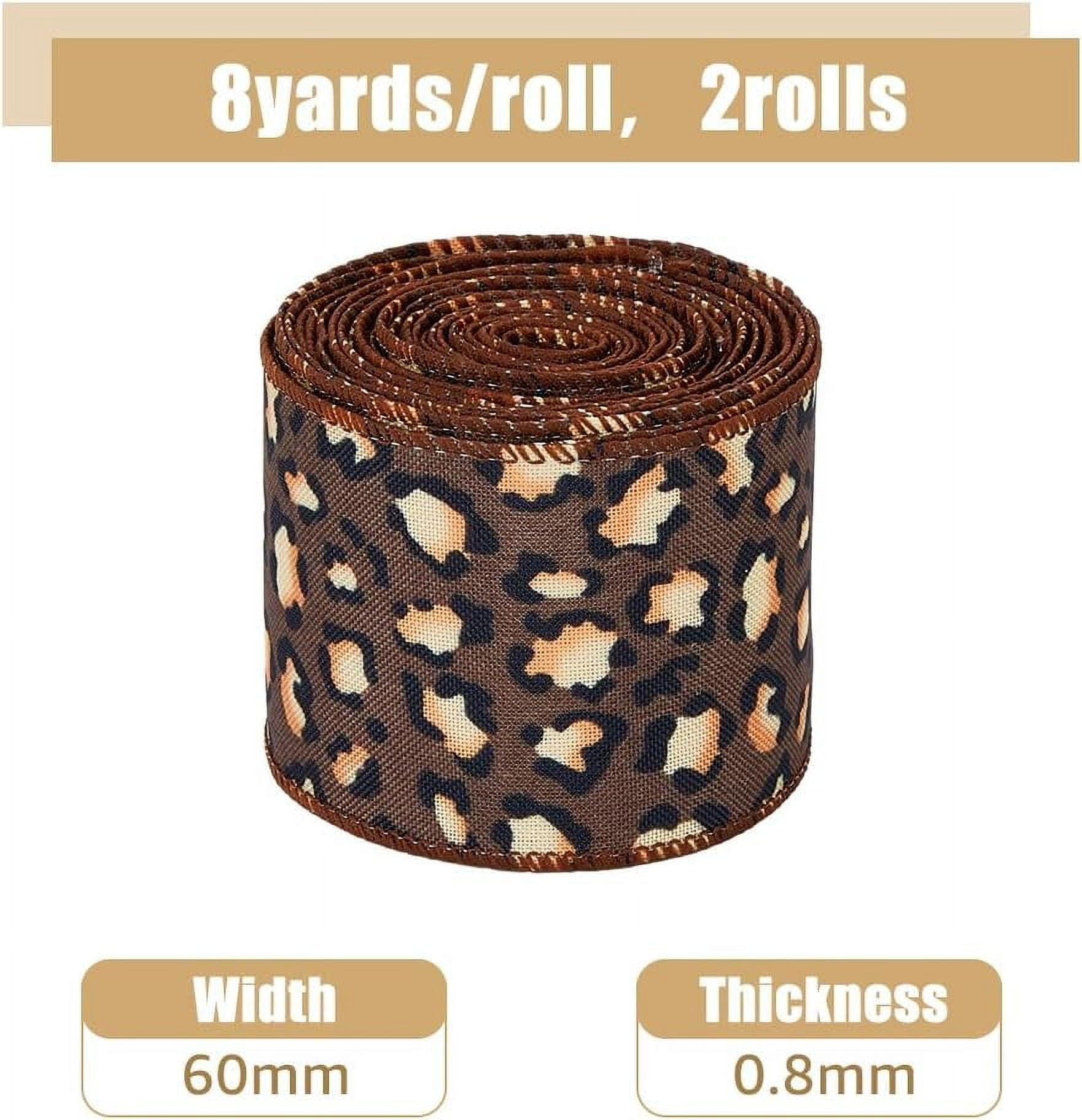 2rolls 8 Yards Single Face Leopard Print Polyester Ribbon for Gift ...