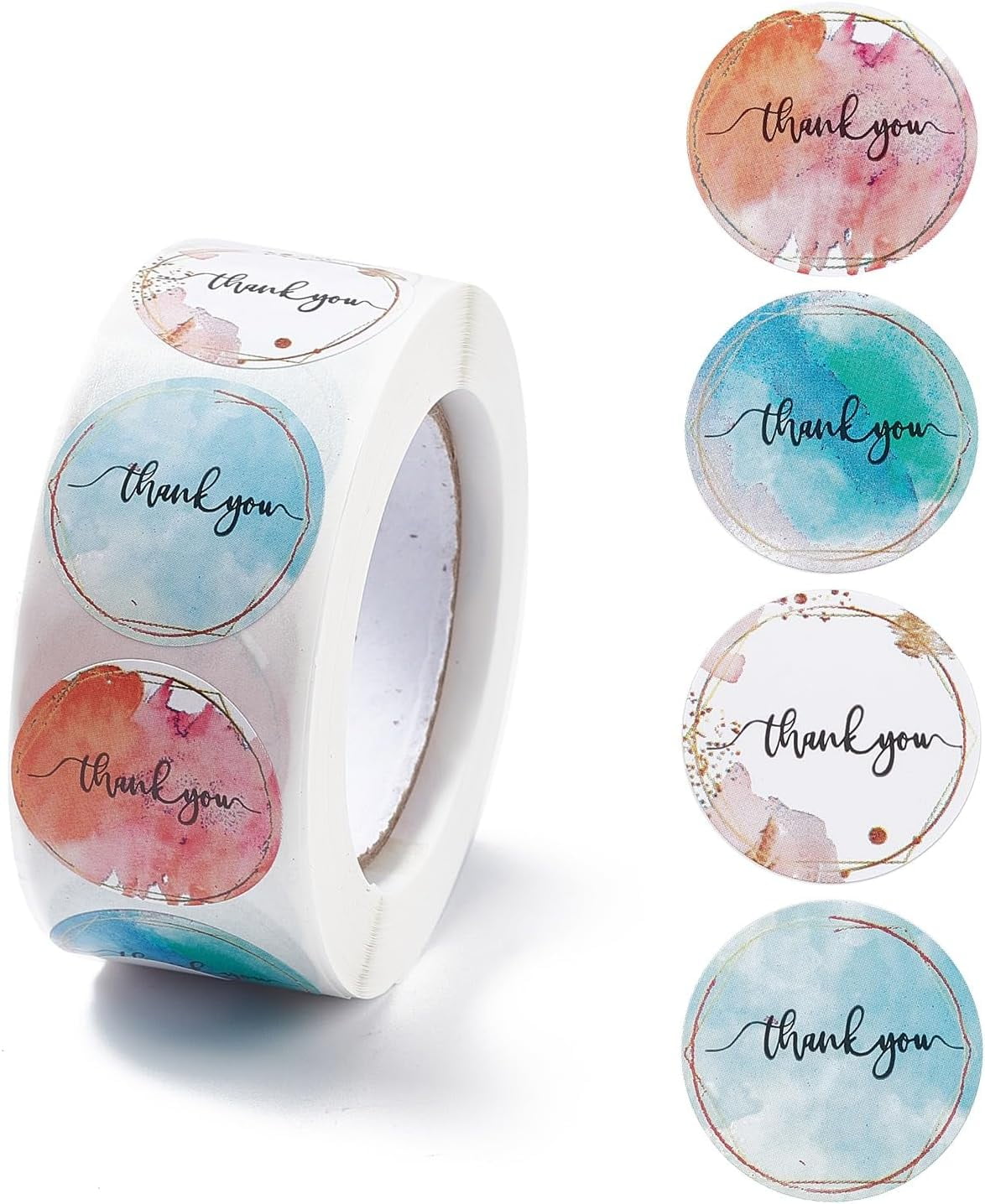 2rolls Paper Thank You Gift Sticker rolls Round Dot Decals for ...