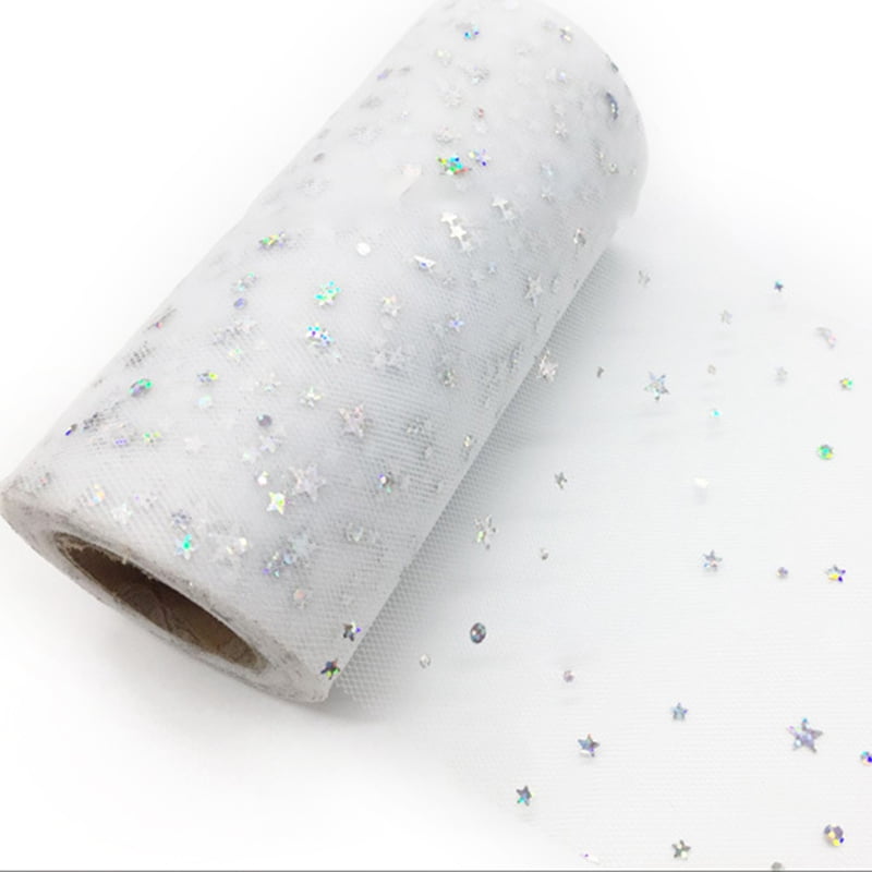 2rolls Sparkle Polyester Tulle Fabric rolls Mesh Ribbon Spool with ...