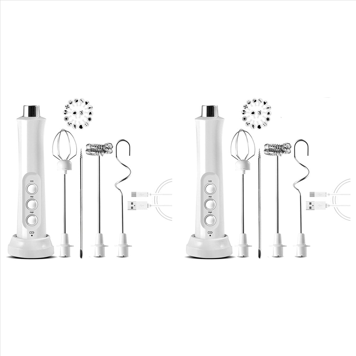 2set USB Electric Milk Frother 3 Speeds Cappuccino Coffee Foamer 3 ...