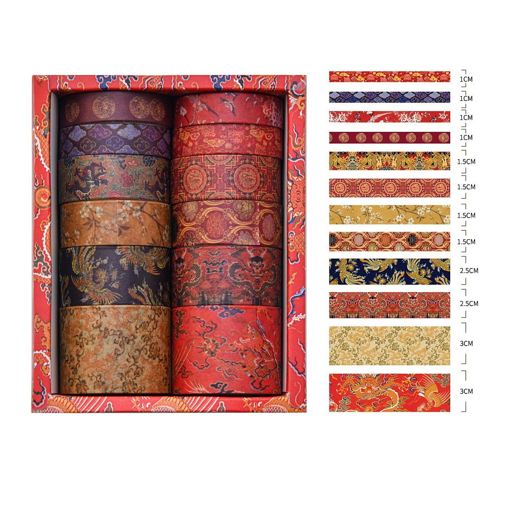 2sets 12 rolls Chinese style Floral Paper Decorative Paper Tapes set ...