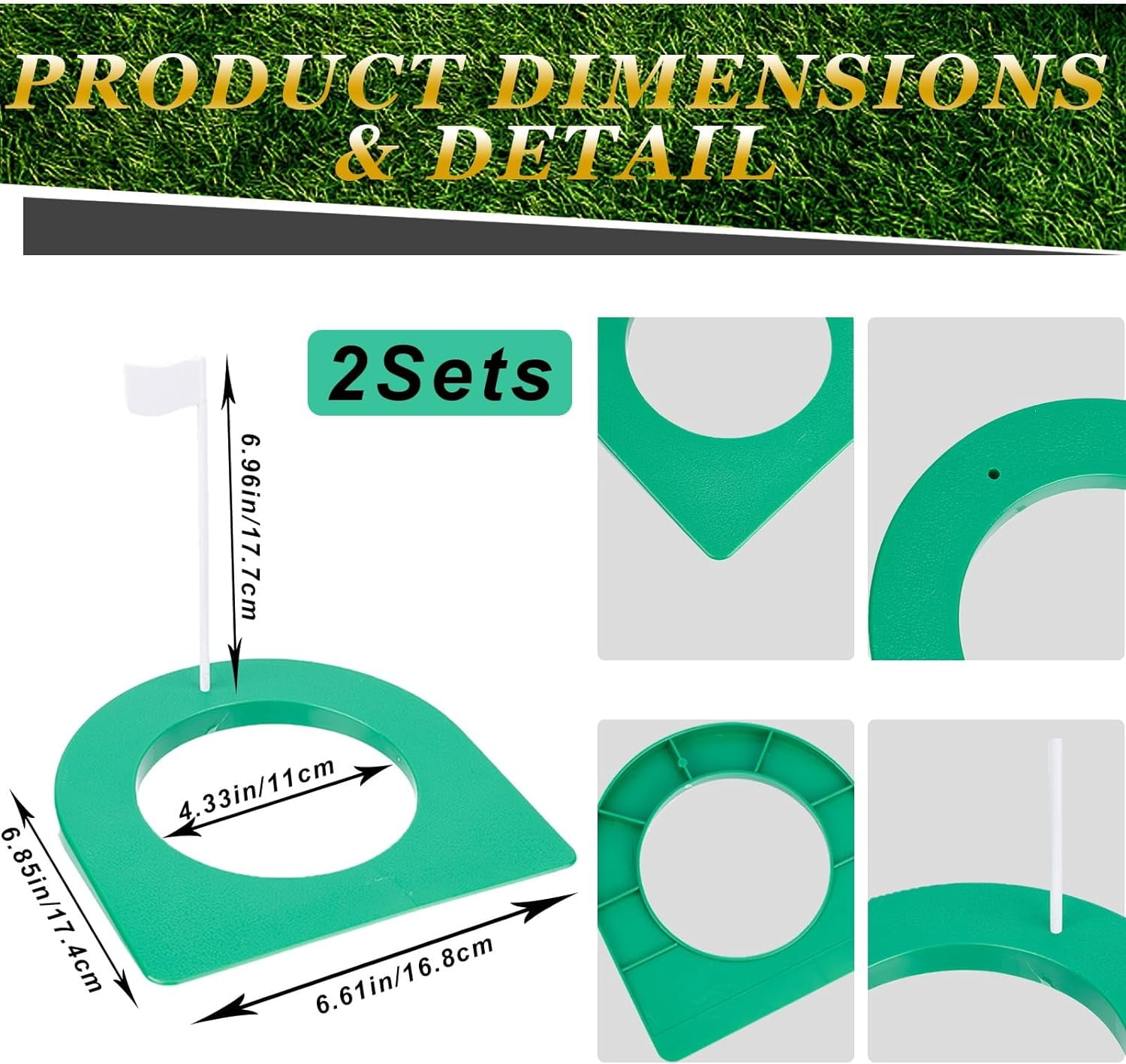 2sets 2 sets Green Plastic Golf Putting Cup Flag Putt Putter Golf Hole ...