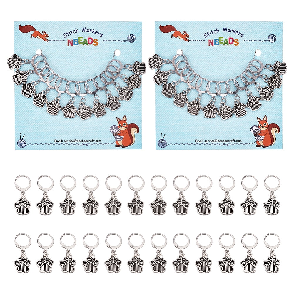 2sets 24 pcs Dog Paw Stitch Markers Alloy Crochet Stitch Marker Locking ...