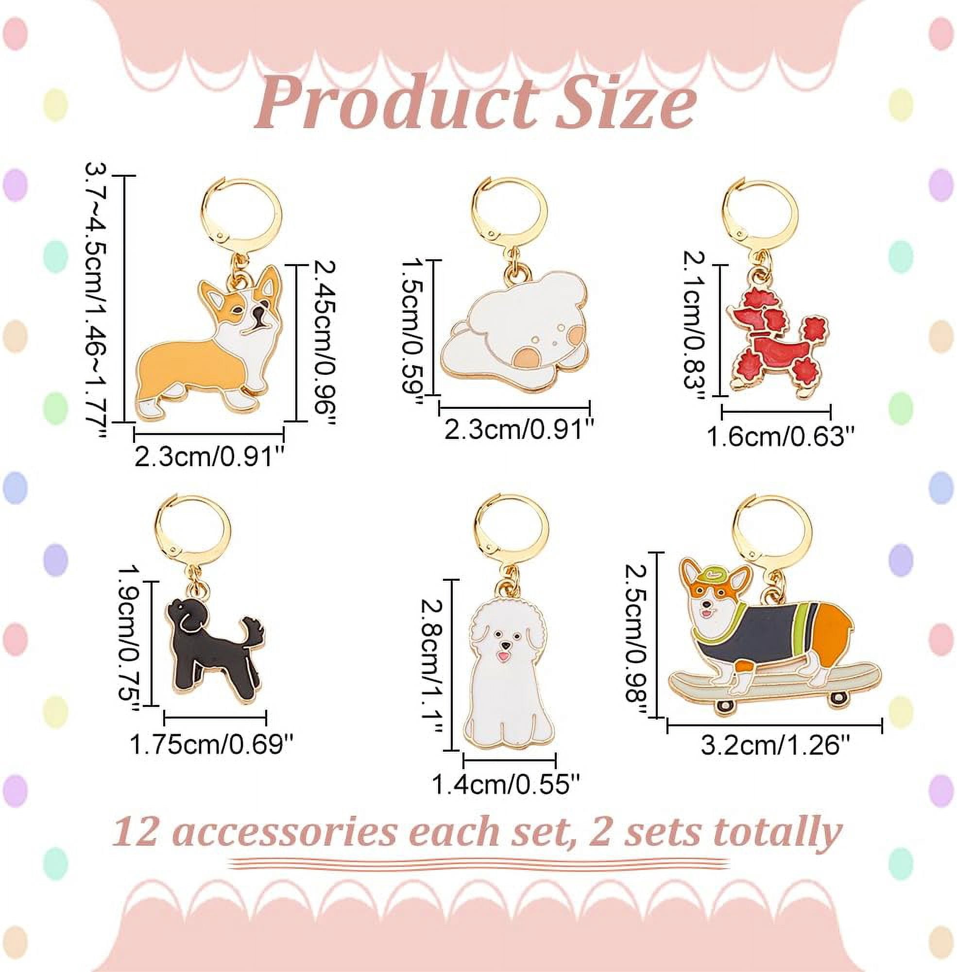 2sets 24 pcs Enamel Dog Stitch Markers Enamel Alloy Crochet Stitch ...