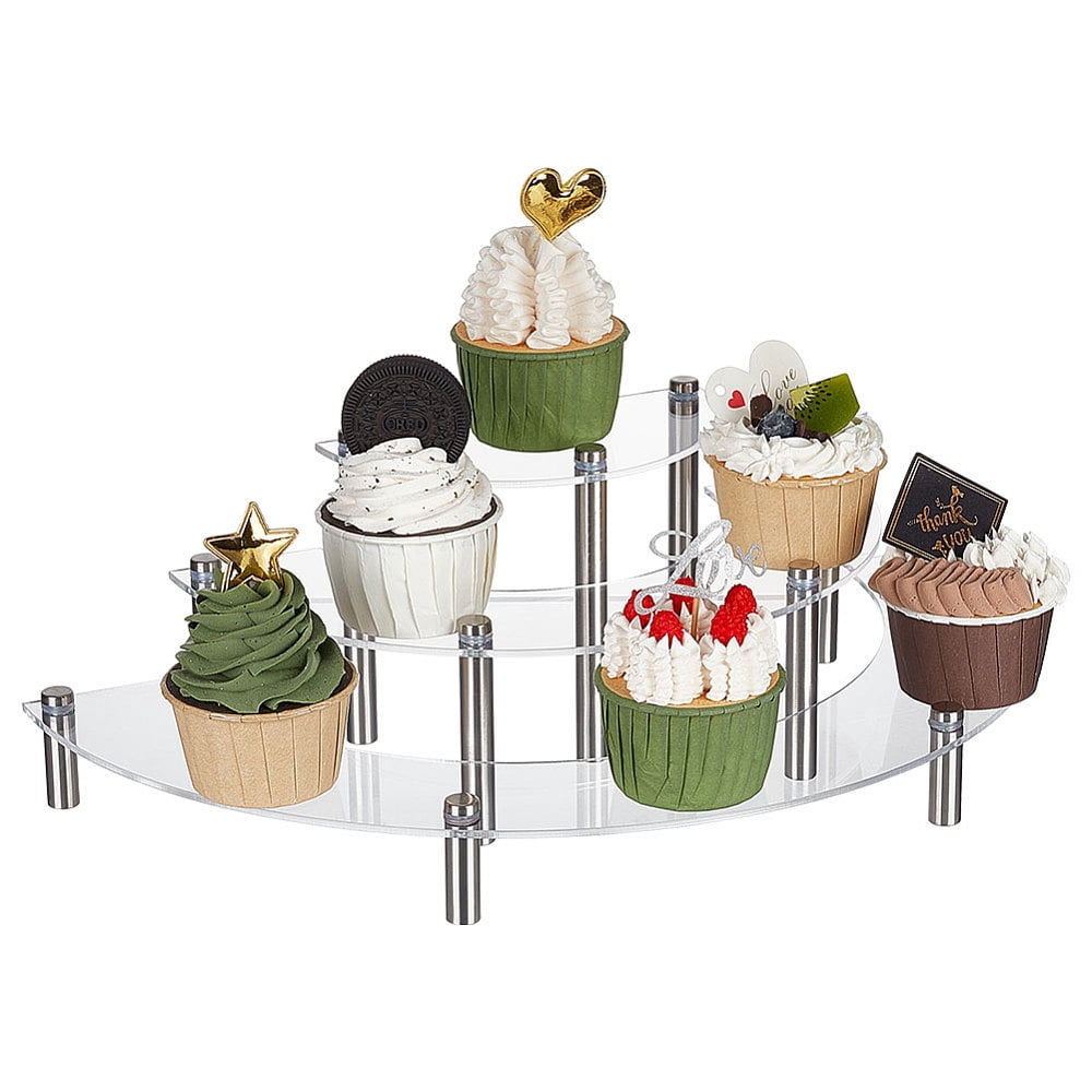 2sets 3-Tier Acrylic Semicircle Dessert Display Risers Mini Cupcake ...