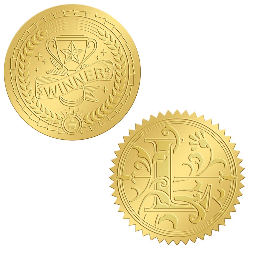 2sets 50sheets 2 Inch Envelope Seals Stickers Letter L Winner Trophy ...