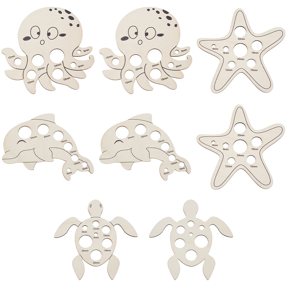 2sets 8pcs Ocean Theme Wood Measuring Tool for Craft Eyes Making ...