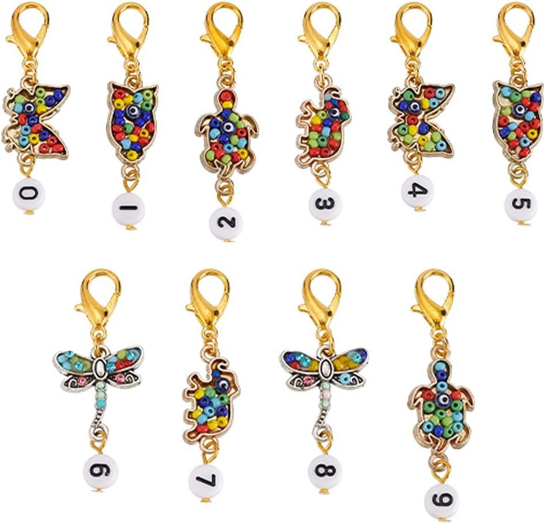 2sets Alloy Enamel Animal with Random Number Locking Stitch Markers ...