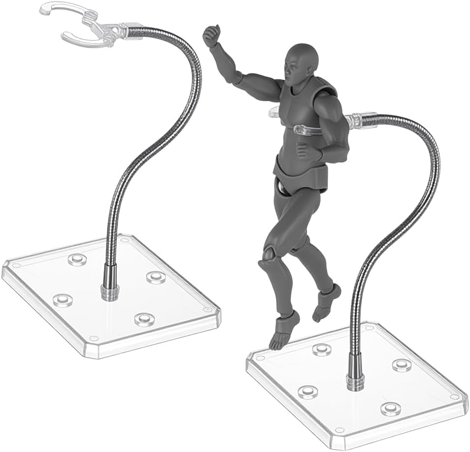 2sets Assembled Rectangle PS Plastic Action Figure Display Stands with ...