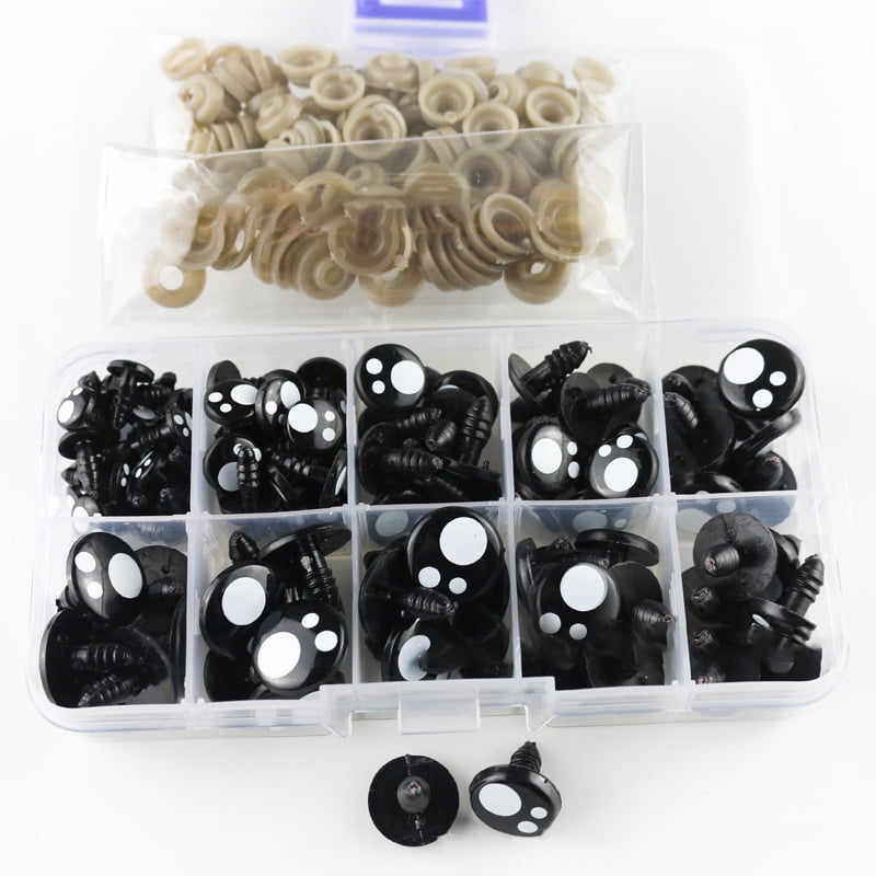 2sets Flat Round Craft Plastic Eyes set Stuffed Eyes Safety Eyes with ...