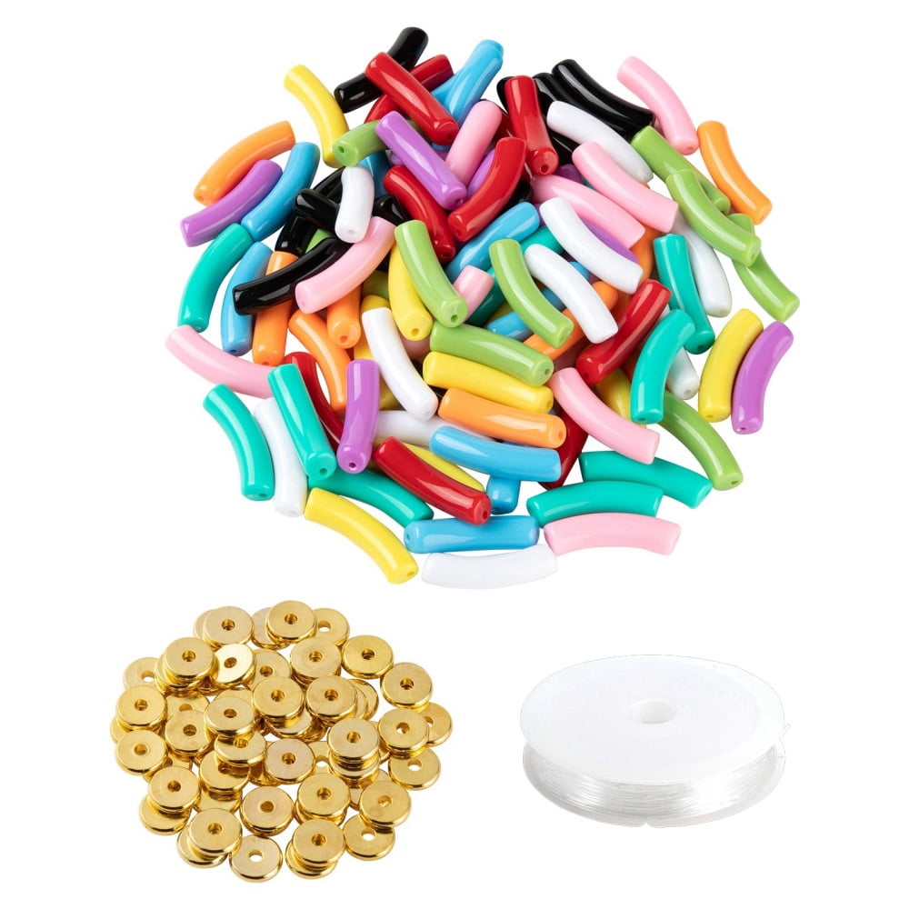 2sets Jewelry Making Kits Including Curved Tube Opaque Acrylic Beads ...