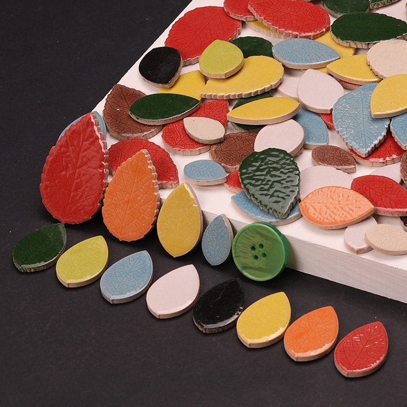2sets Leaf Shape Porcelain Mosaic Tiles for Mosaic Art Crafts Picture ...