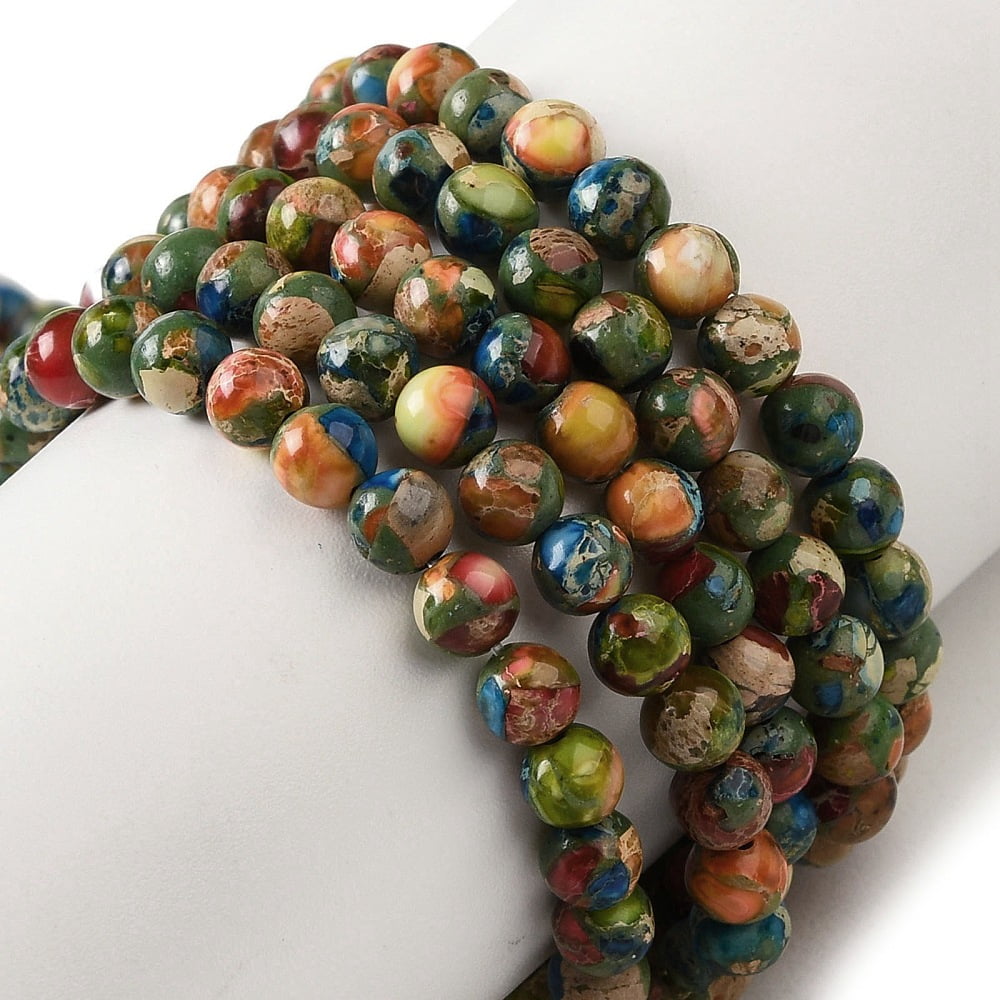 2strands Dyed Natural Imperial Jasper Beads Strands Round Colorful 4mm ...