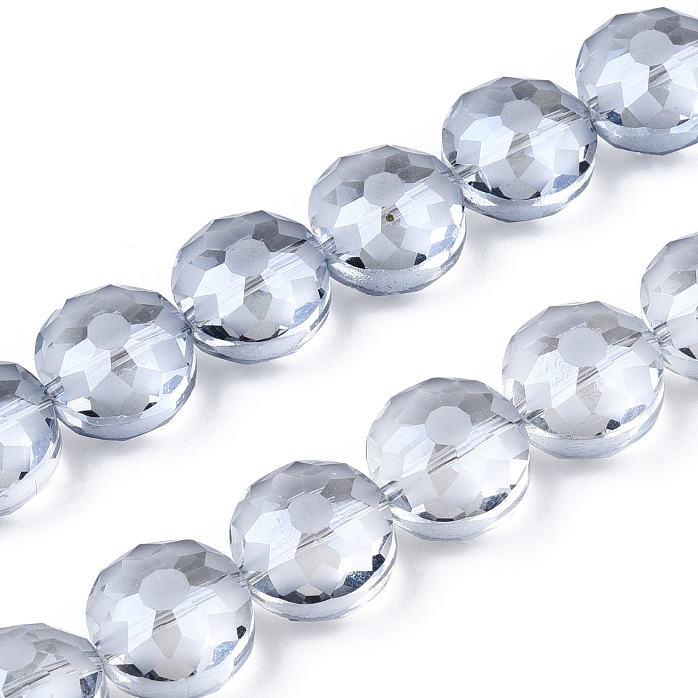 2strands Electroplate Glass Beads Strands Frosted Rainbow Faceted Flat ...