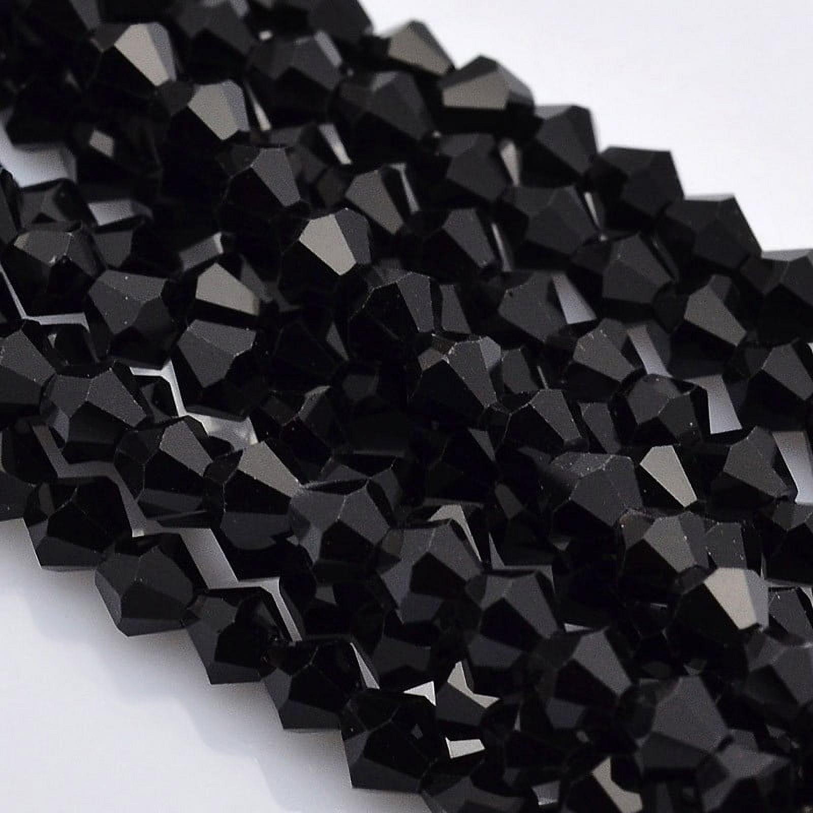 2strands Faceted Bicone Glass Beads Strands Black 3x3mm Hole: 1mm about ...