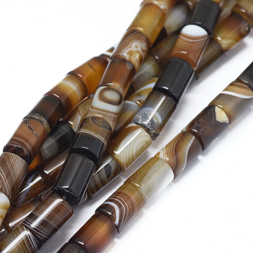 2strands Natural Banded Agate/Striped Agate Beads Strands Dyed & Heated ...