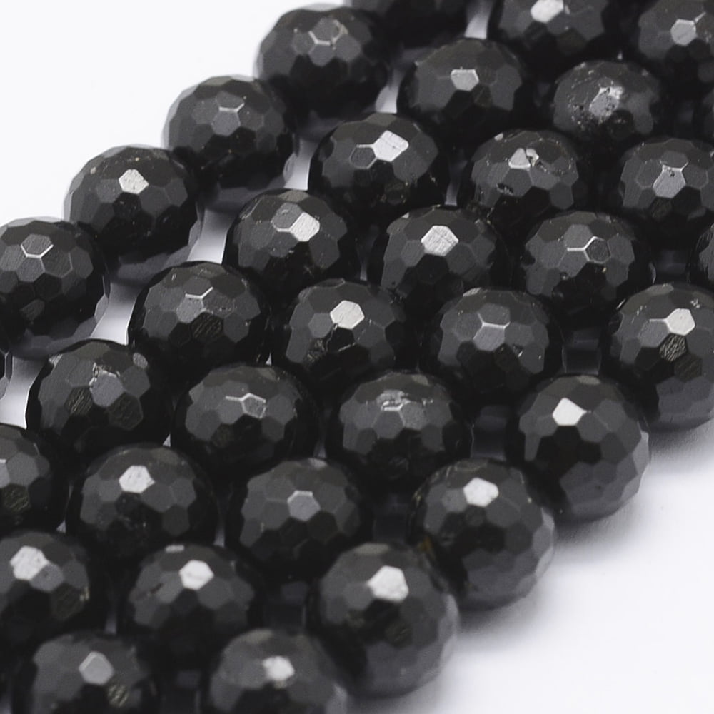 2strands Natural Black Beads Strands Grade A Faceted Round 6mm Hole ...