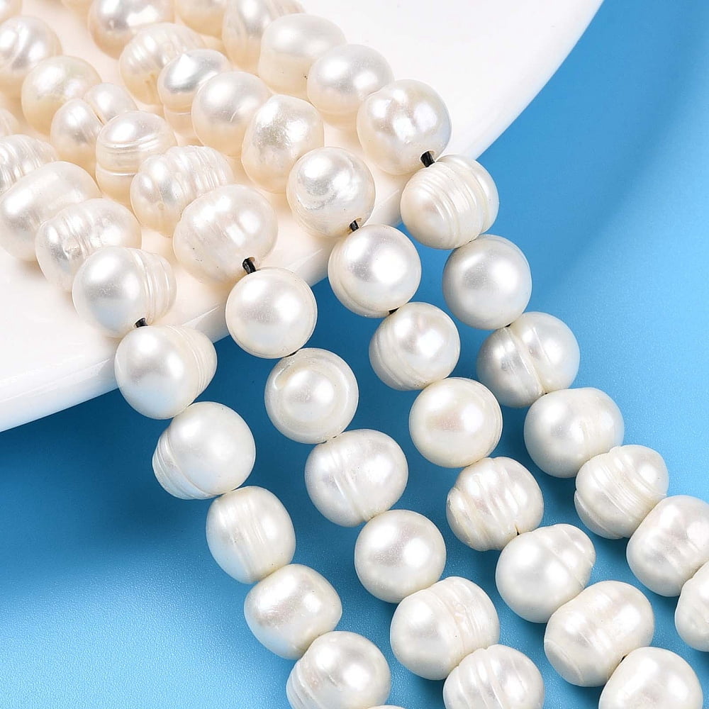 2strands Natural Cultured Freshwater Pearl Beads Strands Grooved Potato ...