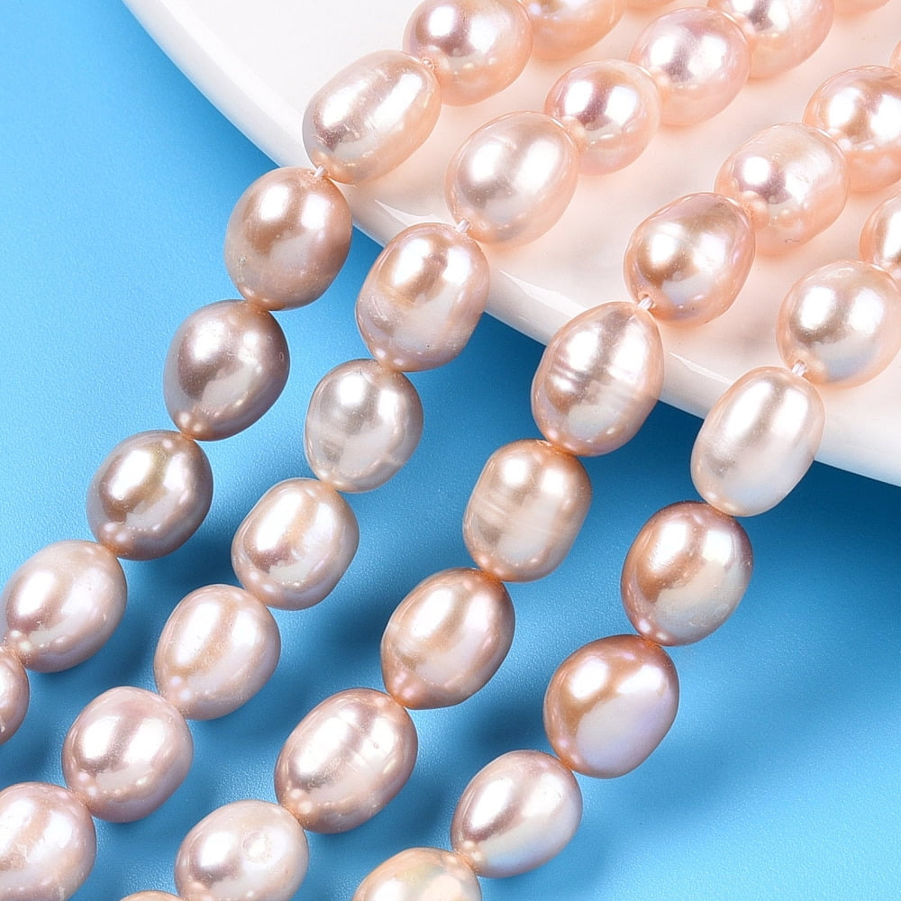 2strands Natural Cultured Freshwater Pearl Beads Strands Rice Wheat 9 ...