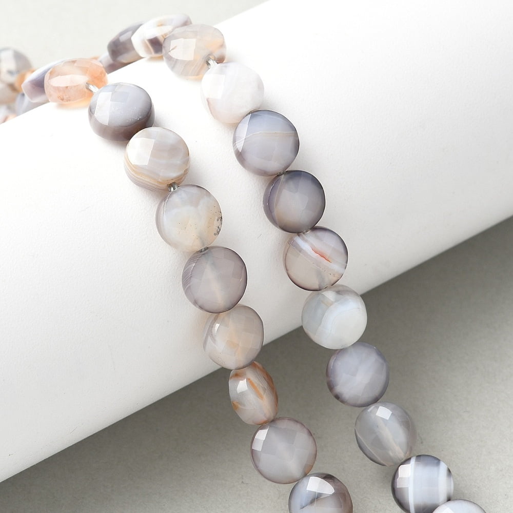 2strands Natural Grey Botswana Agate Beads Strands Faceted Rhombus Cut Flat Round 8~8.5x4.5~5mm ...