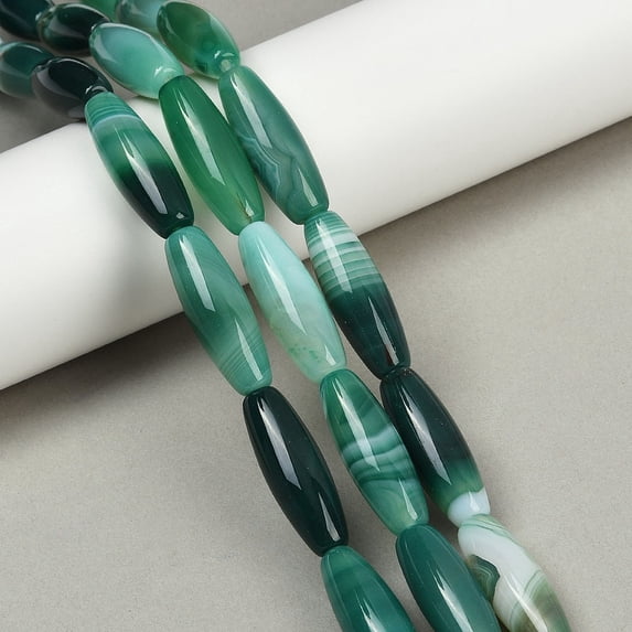 2strands Natural Striped Agate/Banded Agate Beads Strands Dyed Rice ...