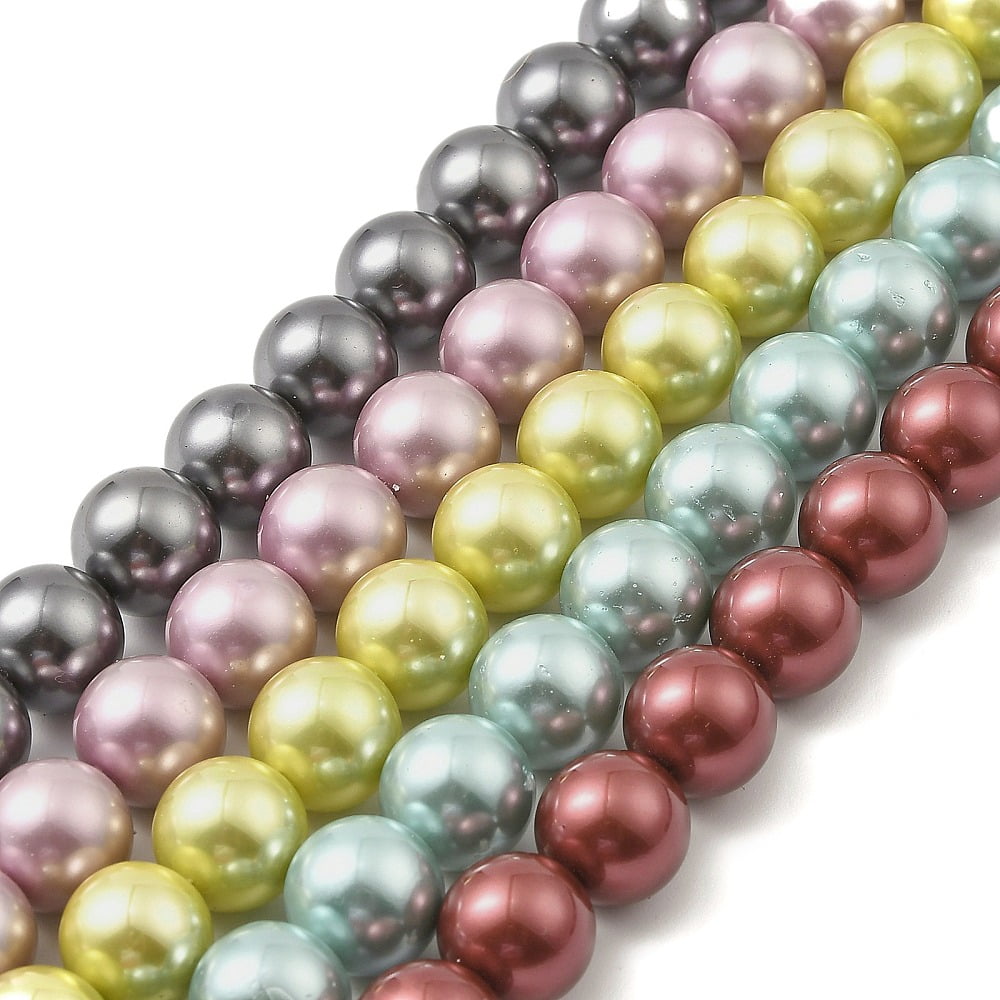 2strands Shell Pearl Beads Strands Grade A Polished Round Mixed color ...