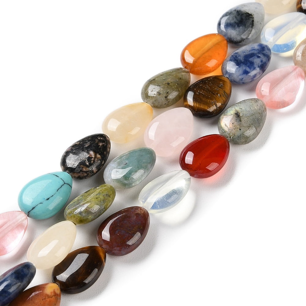 2strands and Mixed Stone Beads Strands Flat Teardrop 13~14x9.5~10x5~5 ...