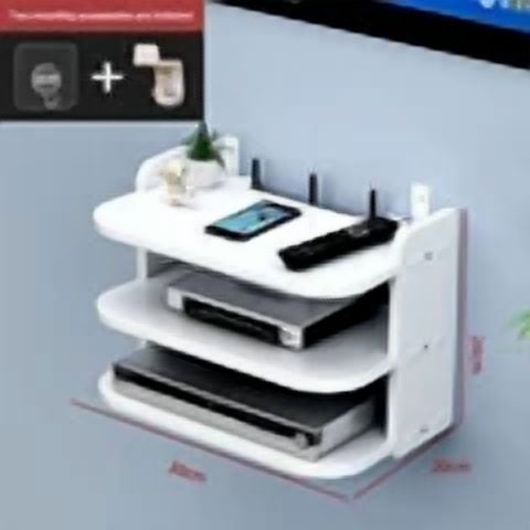 2tier No Punch Wall Mount Storage Tv Box Router Shelf Set-Top Box ...