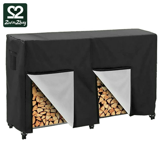 2win2buy 8ft Firewood Rack Cover with Storage Bag, Waterproof Oxford ...