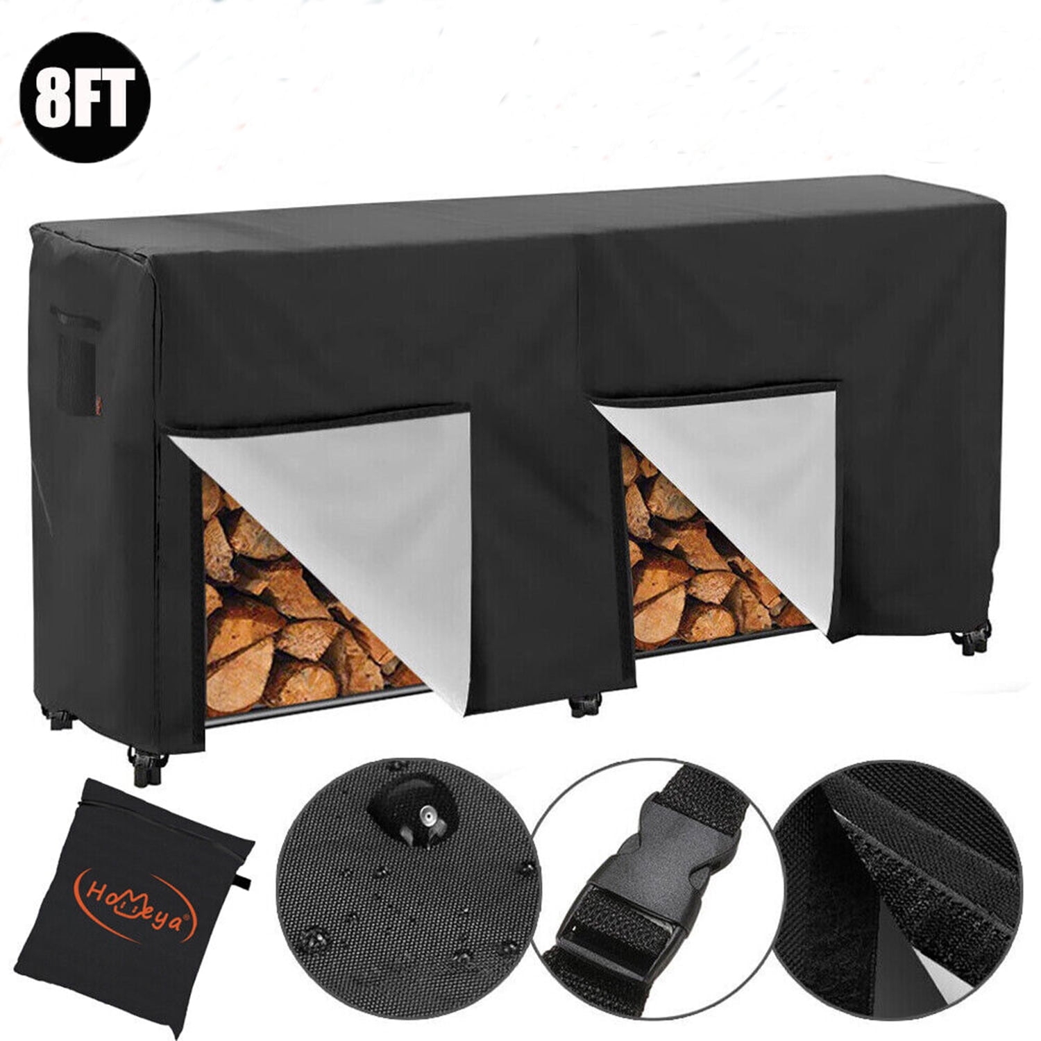 2win2buy 8ft Waterproof Log Rack Cover Heavy Duty Oxford Outdoor ...