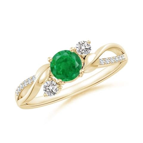 2wist Designs 18K Gold Plated Yellow Gold Round Cut Green Emerald ...