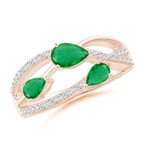 2wist Designs 18K Rose Gold Plated Emerald Zircon Diamond Pear Shape ...