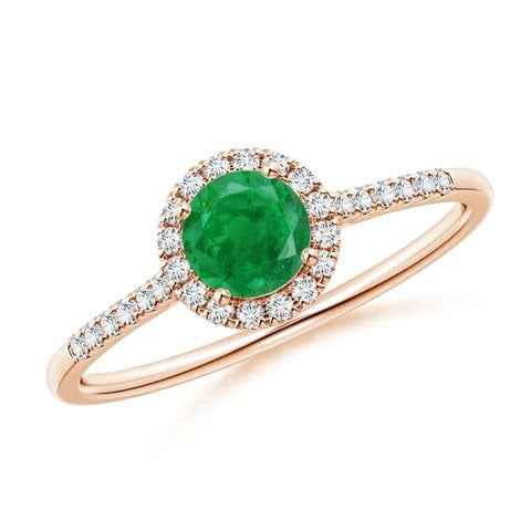 2wist Designs 18K Rose Gold Plated Halo Ring Round Emerald Green Zircon ...