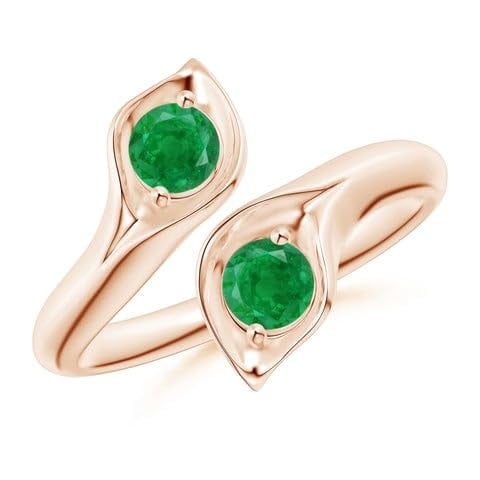 2wist Designs 18K Rose Gold Plated Open Circle Emerald Round Shape ...