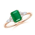 2wist Designs 18K Rose Gold Plated Solitaire Ring Emerald Cut Emerald ...