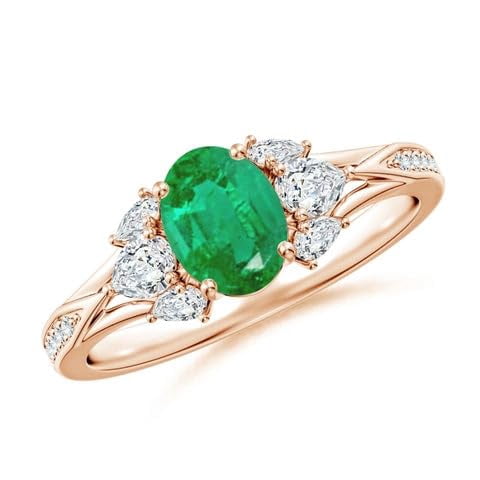 2wist Designs 18K Rose Gold Plated Solitaire Ring Oval Shape Emerald ...