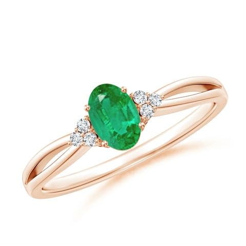 2wist Designs 18K Rose Gold Plated Solitaire Ring Oval Shape Emerald ...