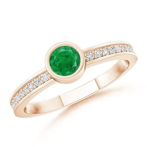 2wist Designs 18K Rose Gold Plated Solitaire Ring Round Emerald Green ...